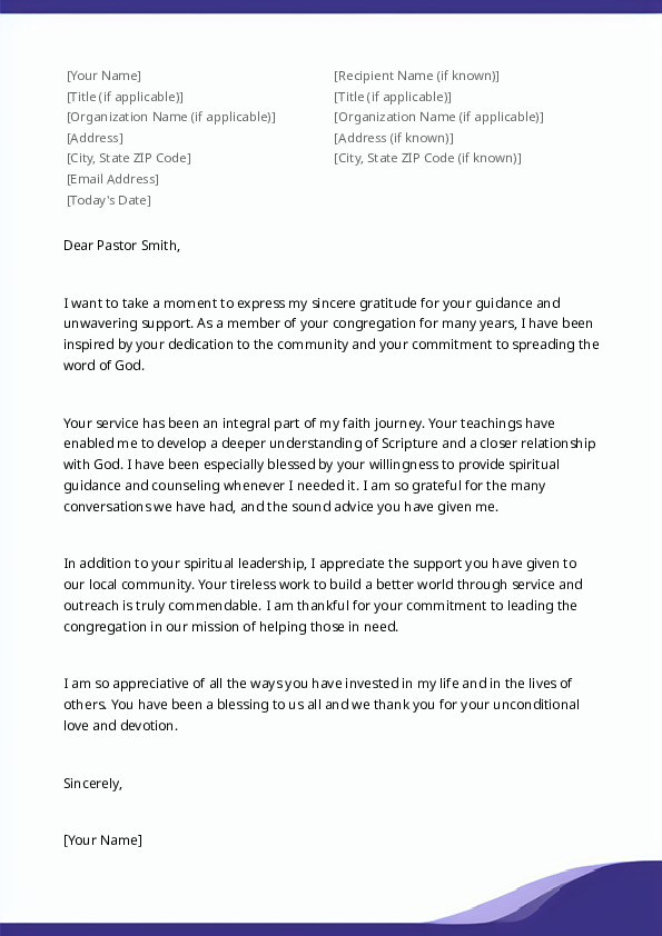 Pastor Appreciation Letter Ideas Infoupdate