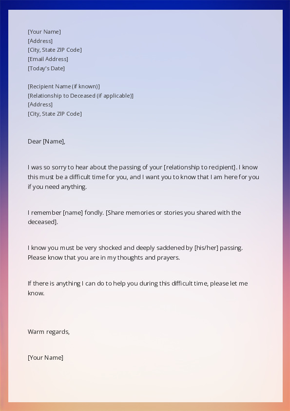 Writing A Formal Condolence Letter Infoupdate