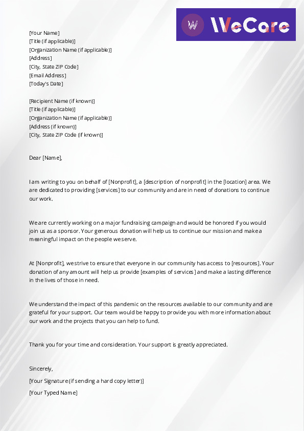 Free Word Template: Fundraising Letter Template