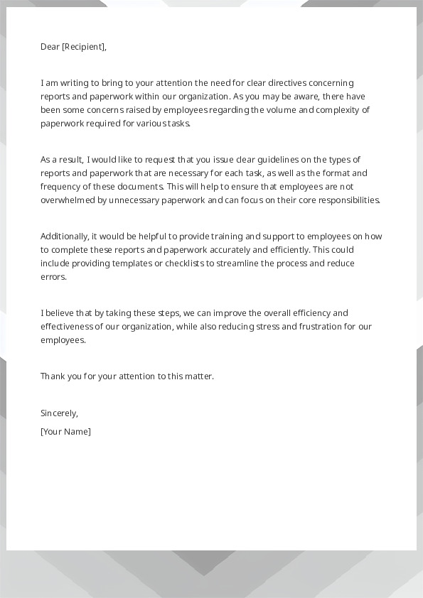 Free Word Template: Report and Paperwork Directives Notice Letter Template